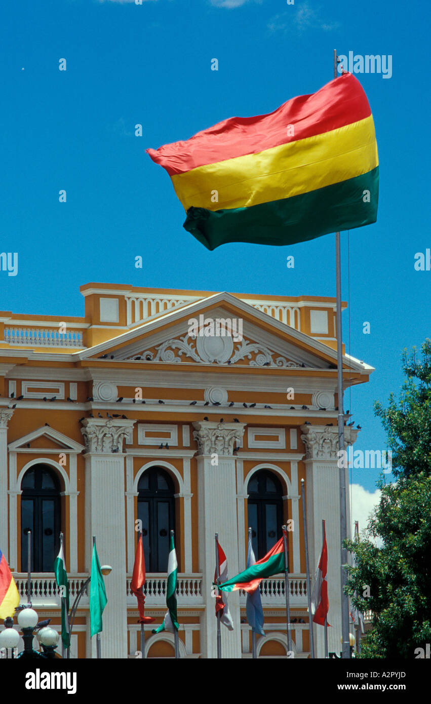 Bolivian flag on National Congress building Plaza Murillo La Paz ...