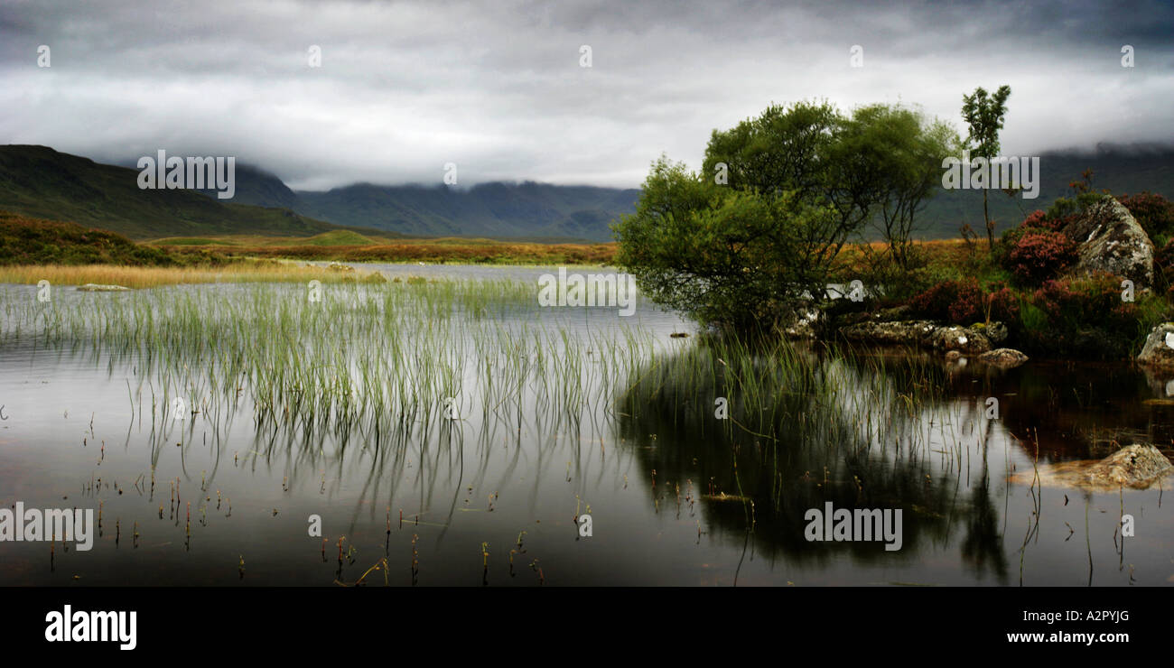 Panoramic image of Loch Ba, Rannoch Moor in the Scottish highlands ...