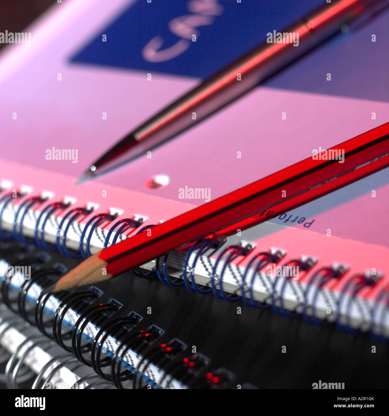 Note Pad With Pen and Pencil Stock Photo - Alamy