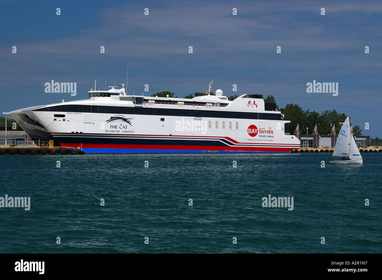 Rochester Toronto Fast Ferry and sailboat Stock Photo - Alamy