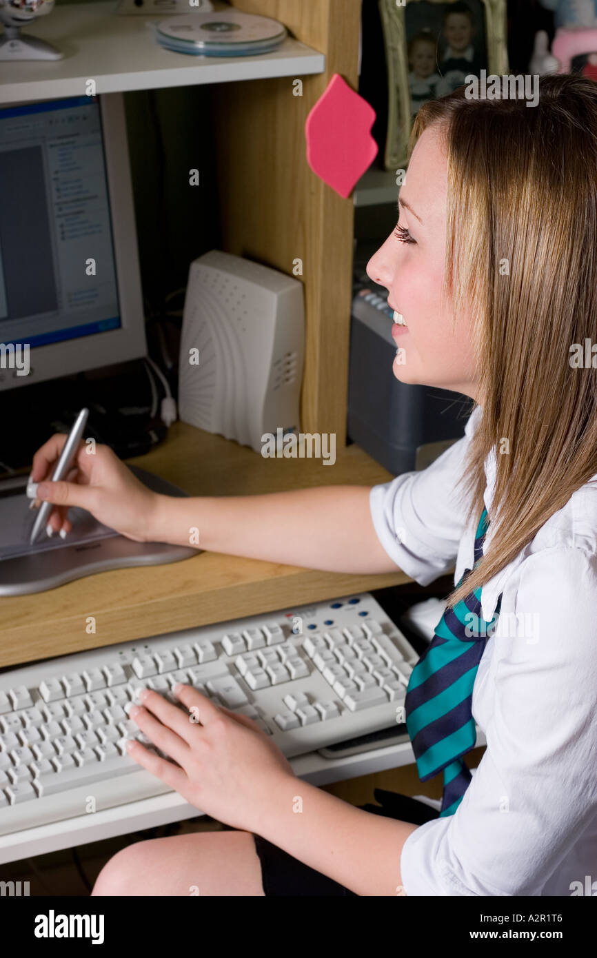 Teen in School Uniform Stressed with Revision Stock Photo - Alamy