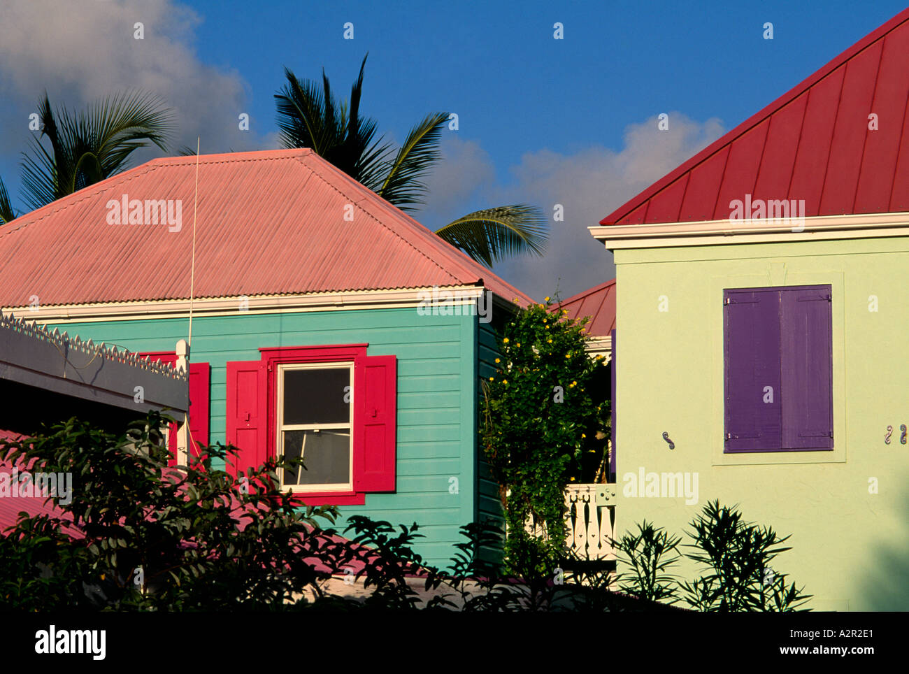 BVI Tortola Sopers Hole homes near Pusser s Landing Stock Photo - Alamy
