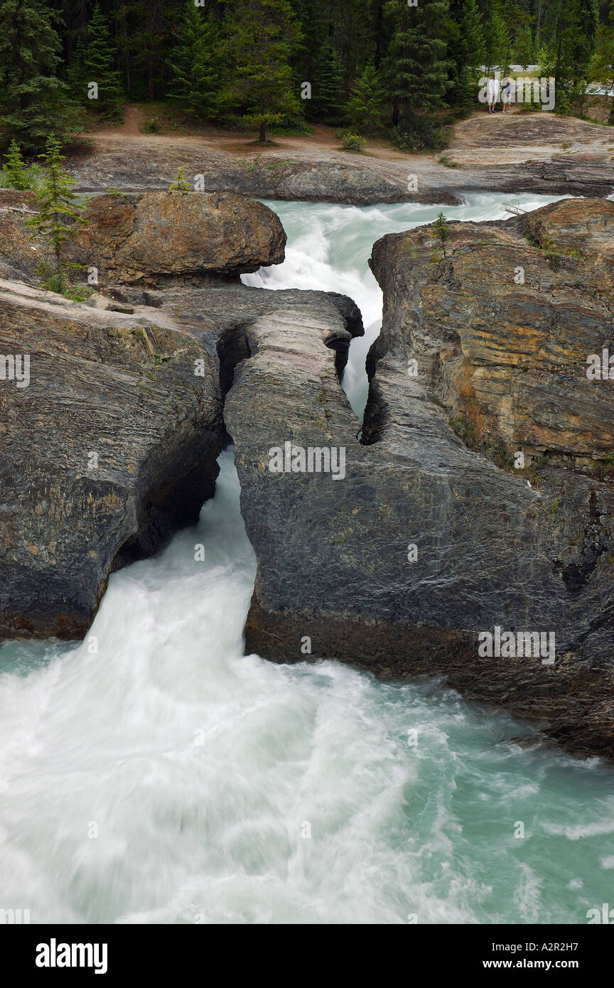 Waterfall rock natural bridge yoho national park british hi-res stock ...