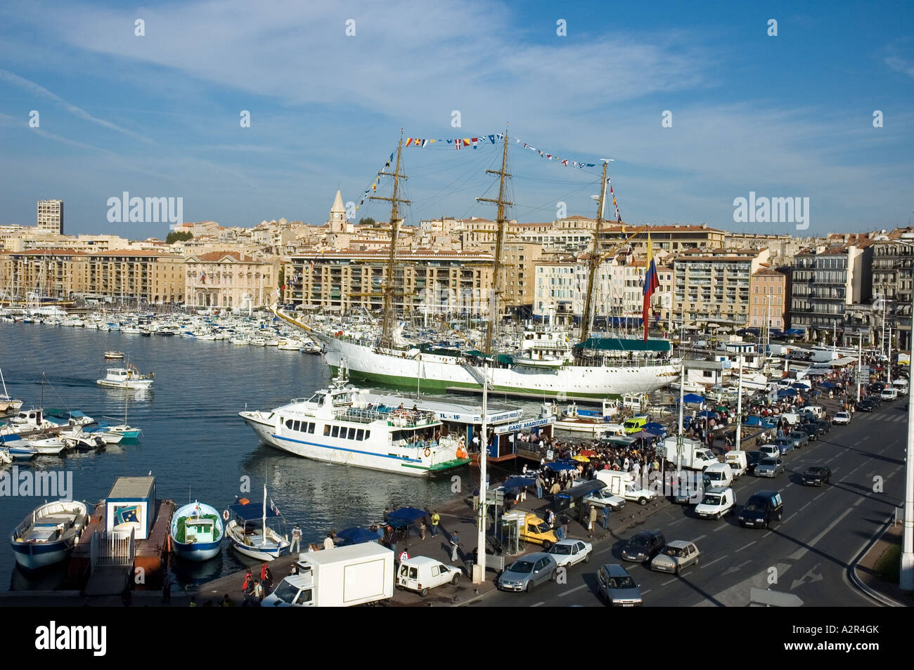 le vieux port, panoramic view of old port, Marseilles, France Stock ...