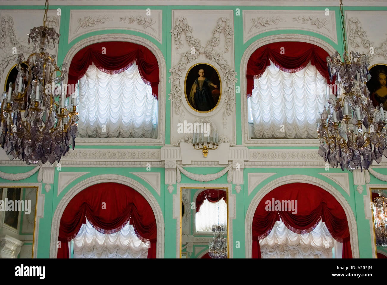 The Throne Room The Great Peterhof Palace St Petersburg Russia Stock ...