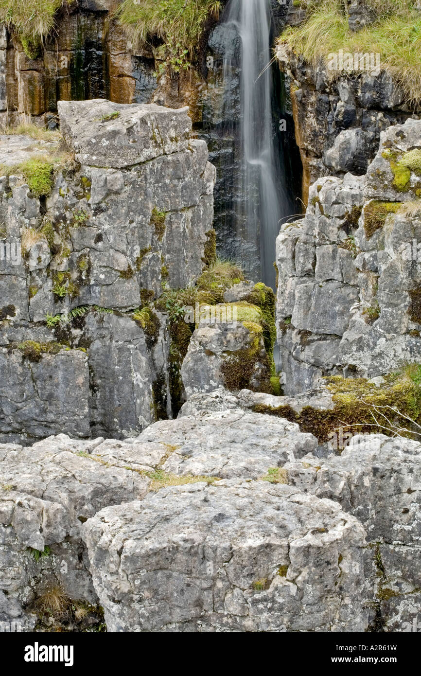 Fluted limestone potholes known as buttertubs near Muker Yorkshire ...