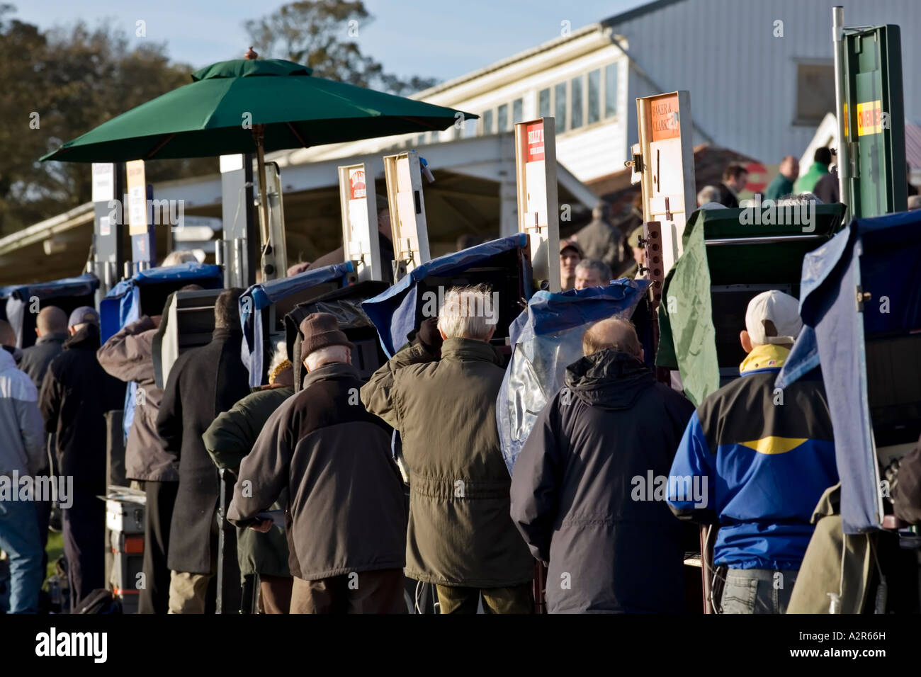Bookmakers at the races Hexham racecourse Northumberland England Stock ...