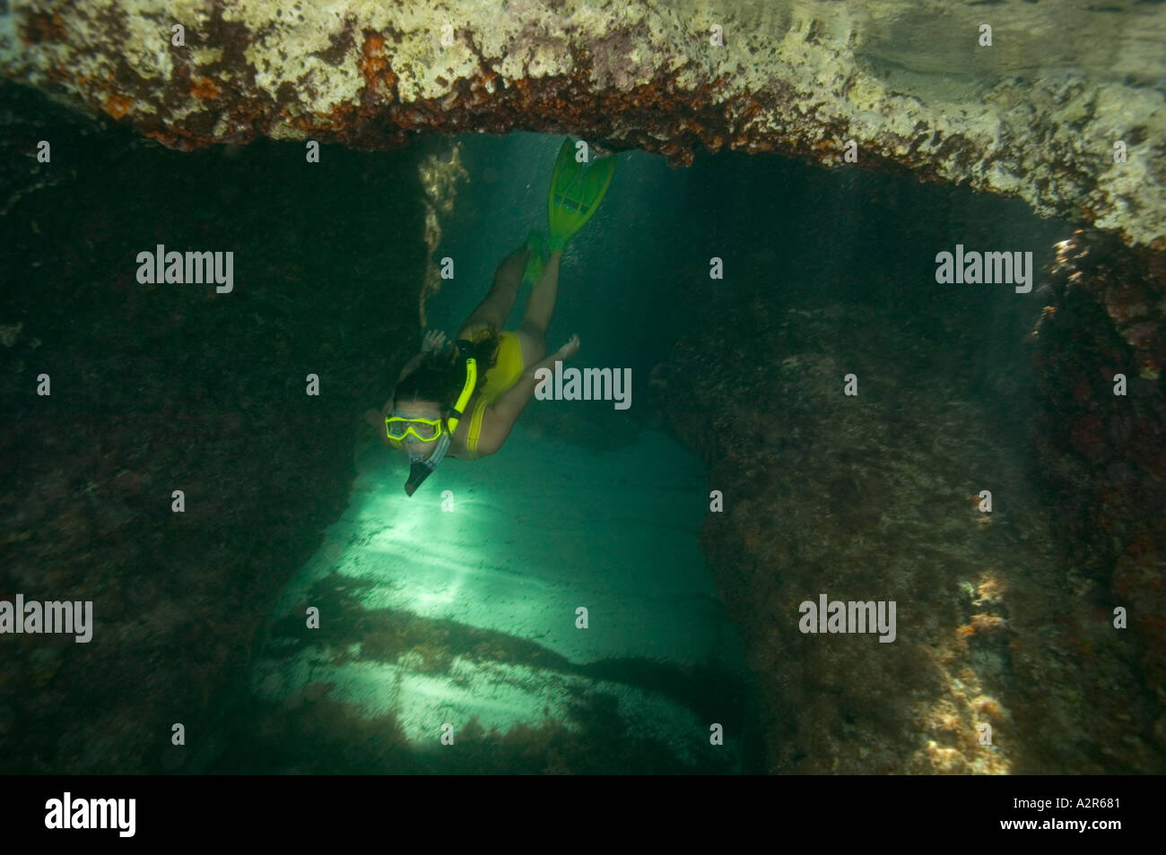 Woman in entrance to hold Elbow Cay Cay Sal Bank Bahamas Islands Stock ...