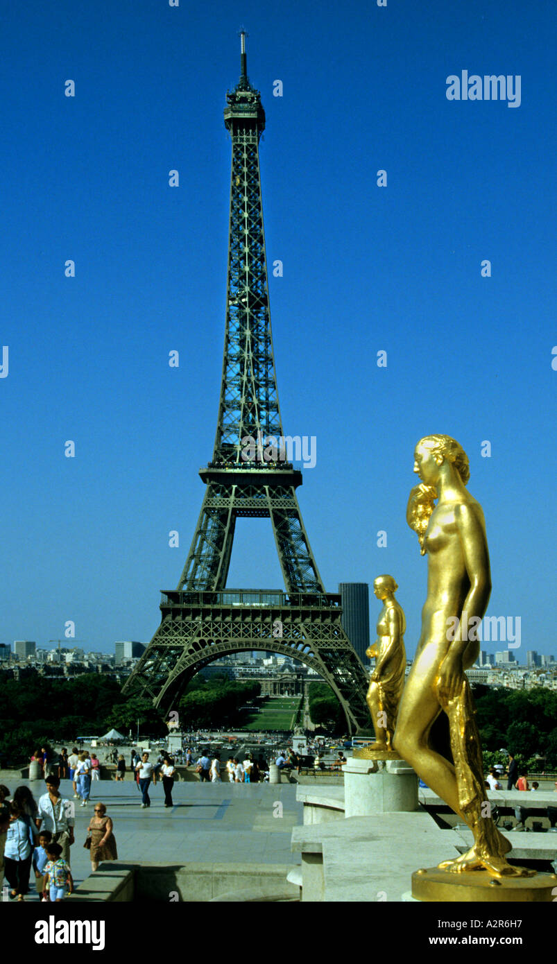 Eiffel Tower Paris France French Parisian gold statue sculpture Stock ...