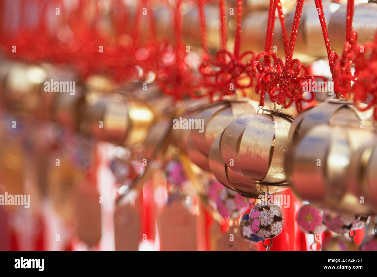 Prayer Bells At Temple Stock Photo - Alamy