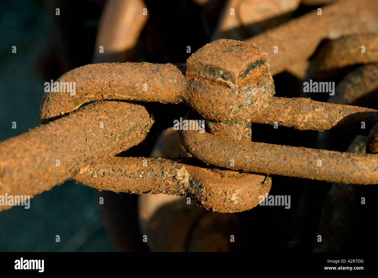 Rusten chain with shackle Stock Photo - Alamy