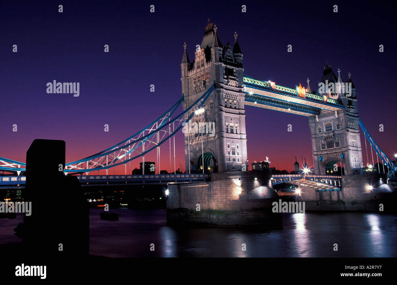 Tower Bridge at dusk night London Stock Photo - Alamy