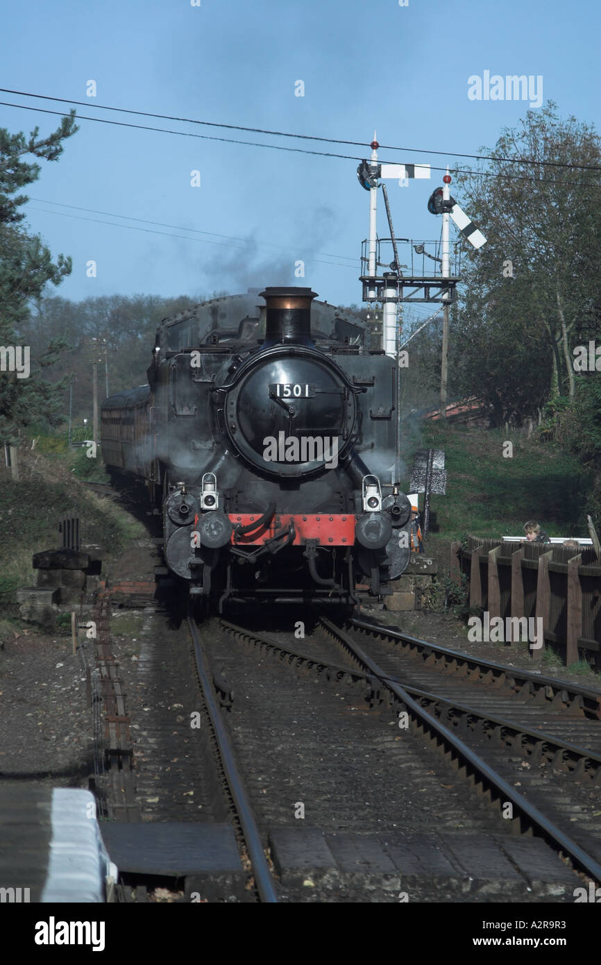 Steam locomotive arriving at Hampton Loade Station. Worcestershire ...
