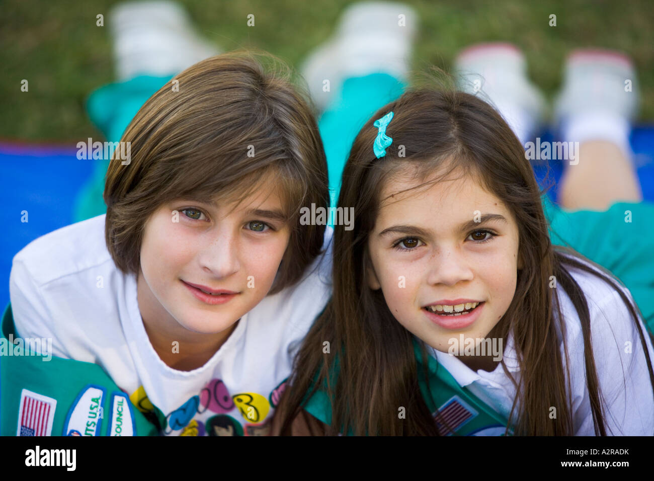 Two friends pose for a picture in a park Los Angeles California Stock ...