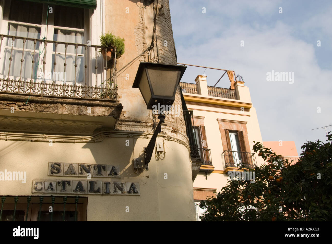 Santa Catalina Street sign Seville Stock Photo - Alamy
