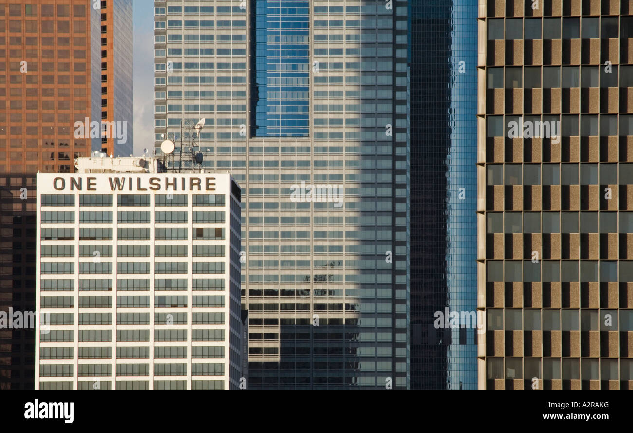 Close ups of buildings with telephoto lens Los Angeles California ...