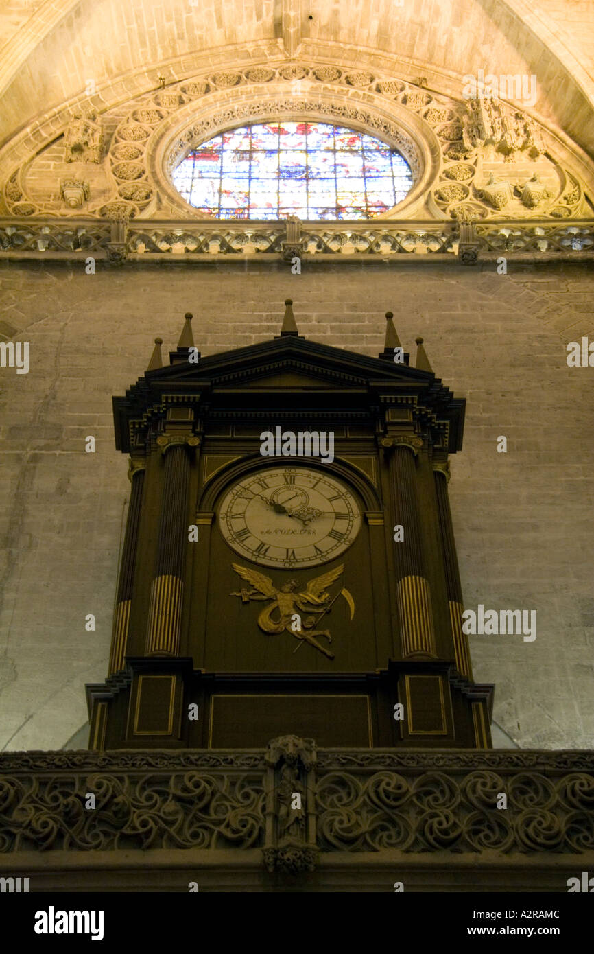 Clock and stained glass window above christopher columbus tomb in ...