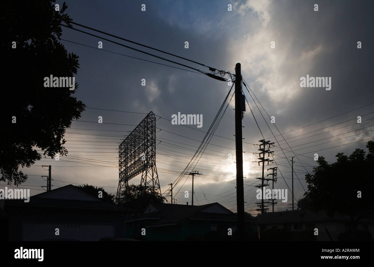 Power lines near the Exxon Mobil Torrance Refinery Los Angeles County ...
