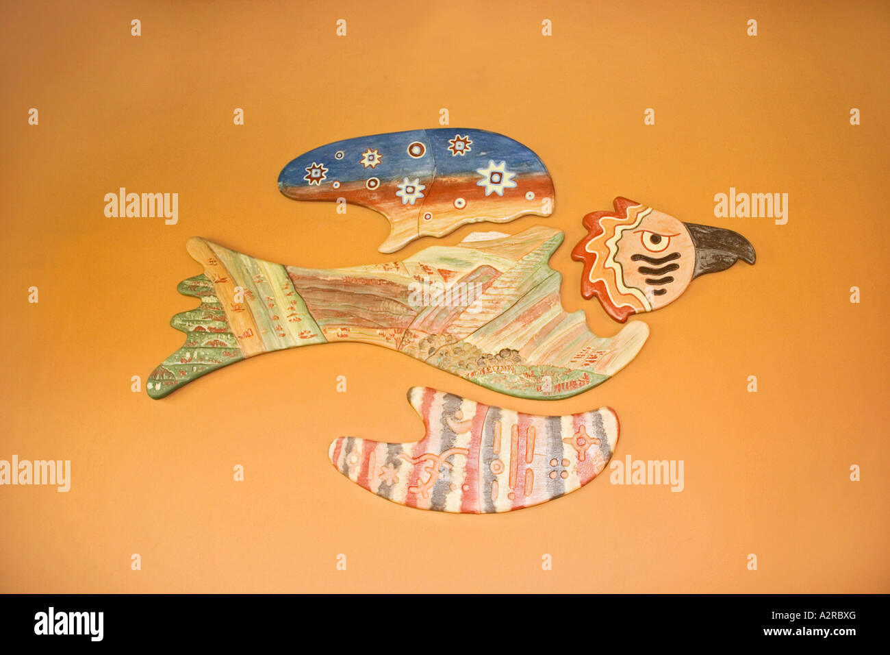 Artistic folk art carving of a bird in Peru Stock Photo - Alamy