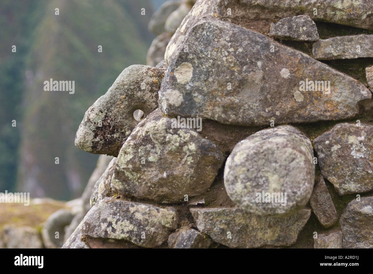 Stone work detail at Machu Picchu Peru Stock Photo - Alamy