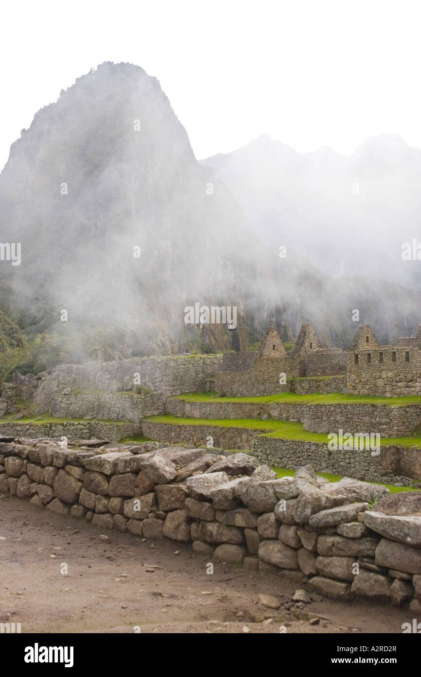 Misty view of Machu Picchu ruins Peru Stock Photo - Alamy