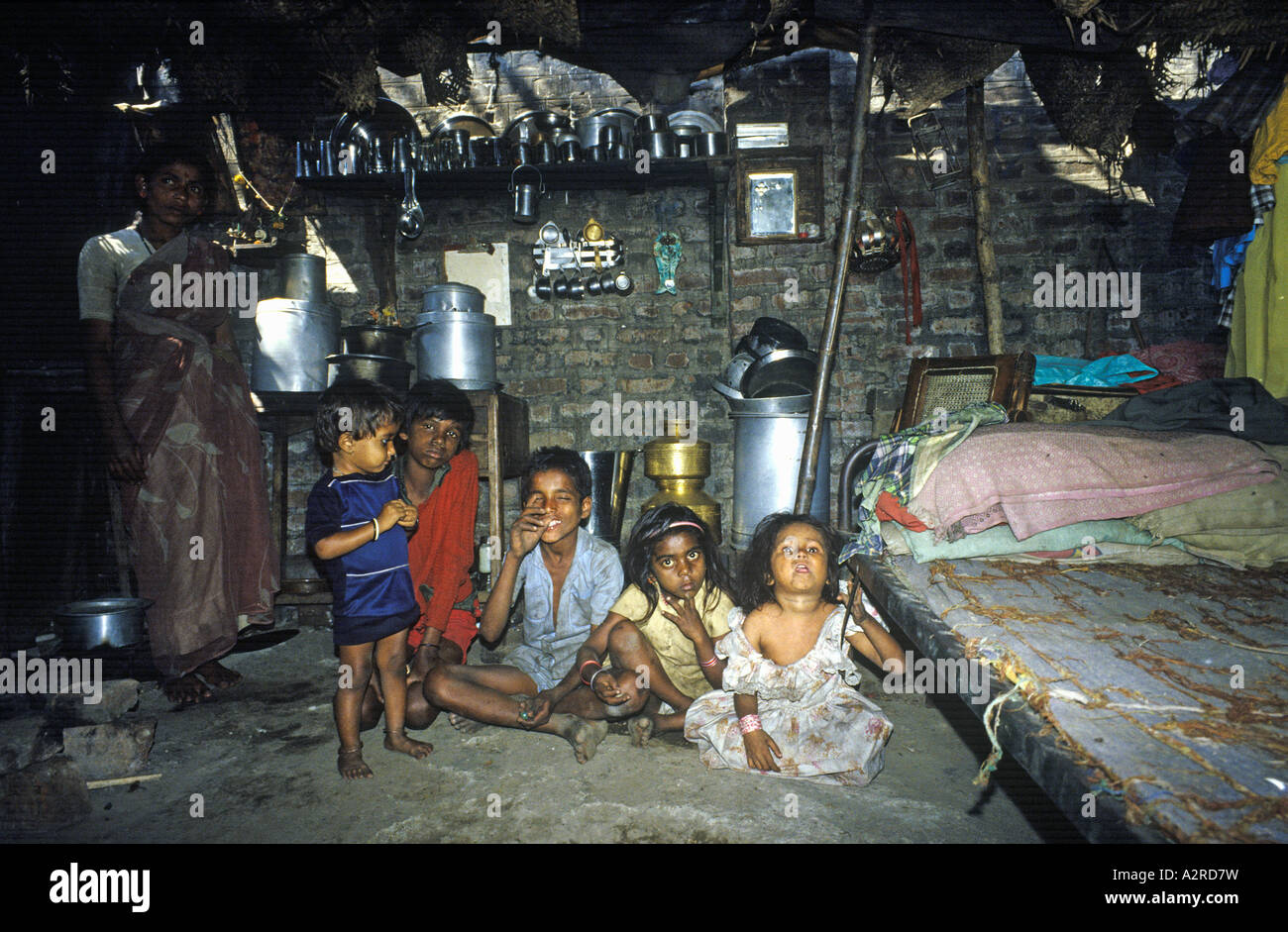 A home in Bombay Mumbai India a family is living on the street with ...