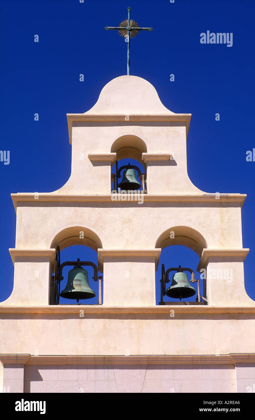 USA California Paso Robles Church Belfry of Spanish Mission style Stock ...