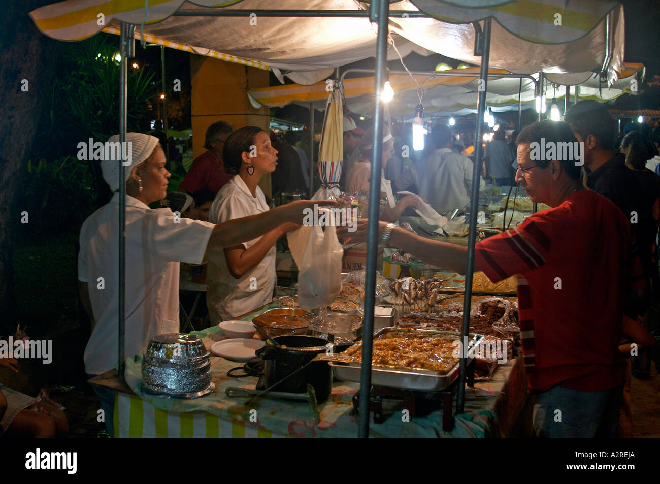 Street market food stall at night in Governador Valadares Brazil Stock ...