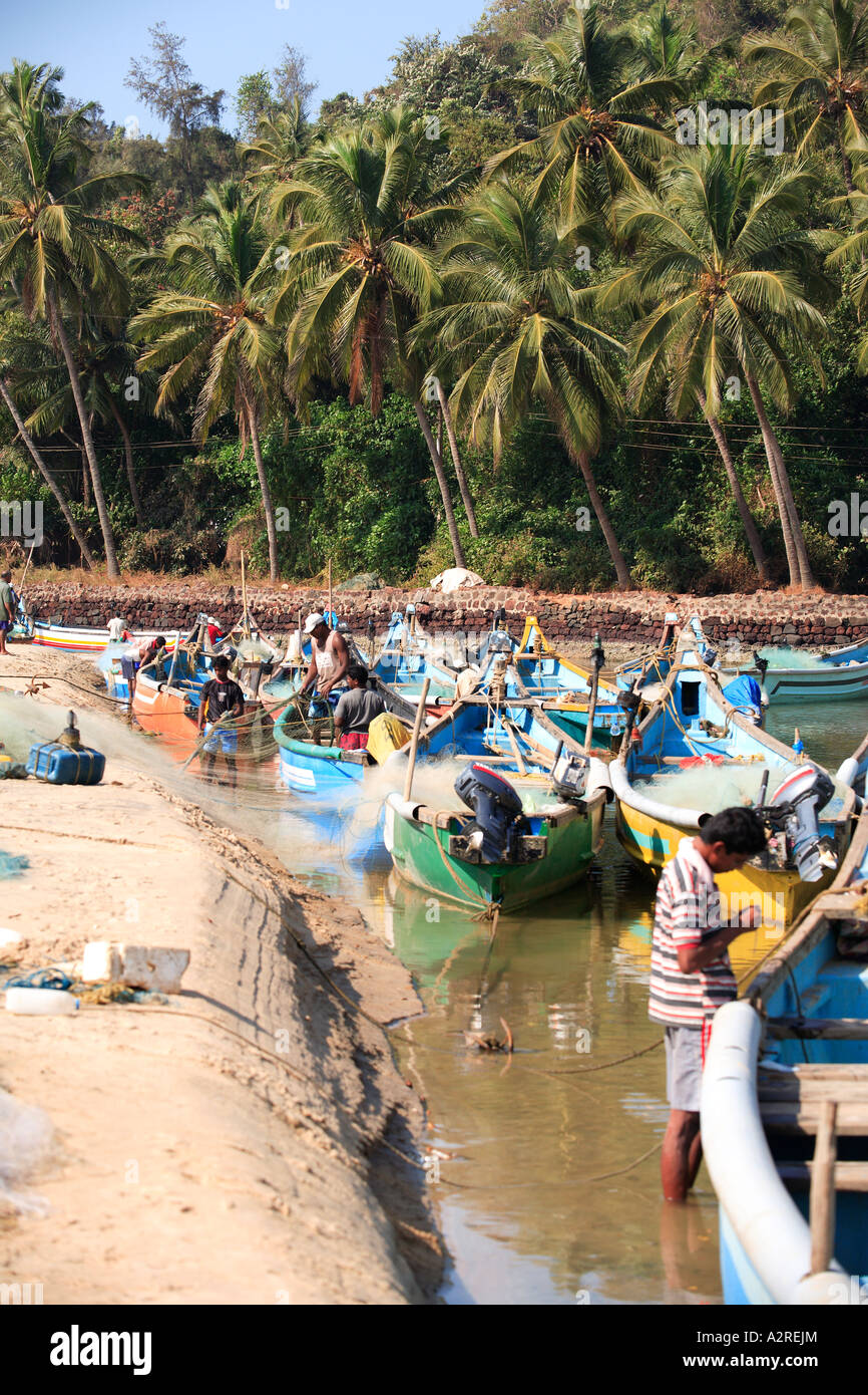 INDIA NORTH GOA FISHING BOATS ON BAGA BEACH Stock Photo - Alamy