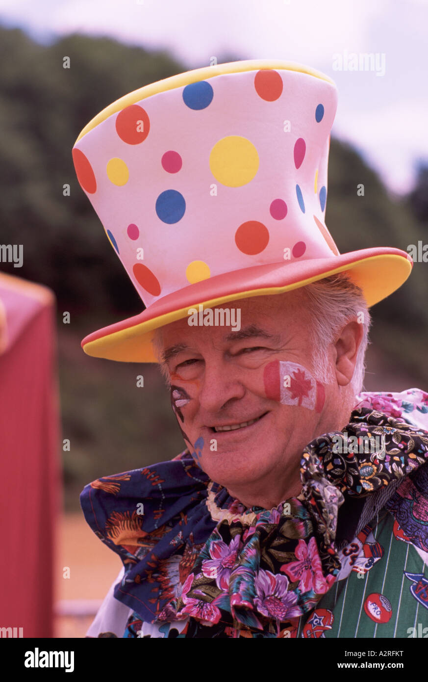 A Clown celebrating Canada Day in British Columbia Canada Stock Photo ...