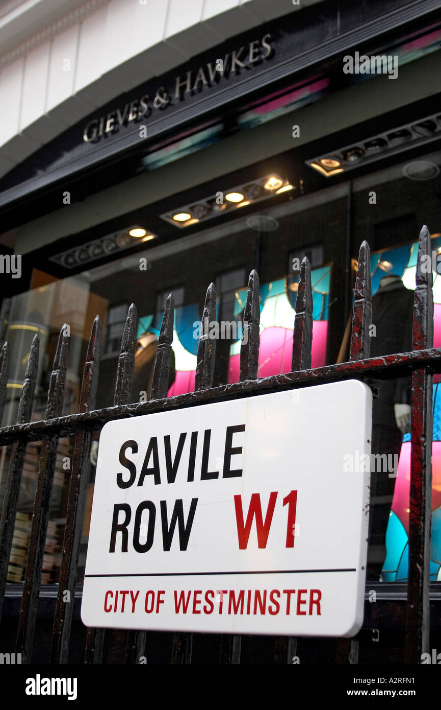 Savile Row Street sign Mayfair London W1 Stock Photo - Alamy