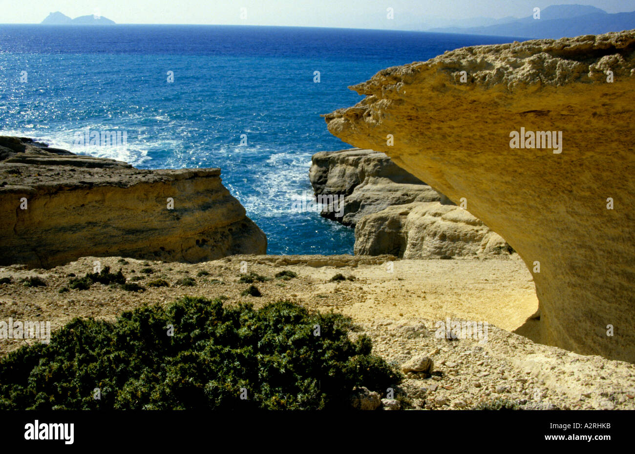 Greece Crete Rock Beach Sand Sea Blue Water Greek Stock Photo - Alamy