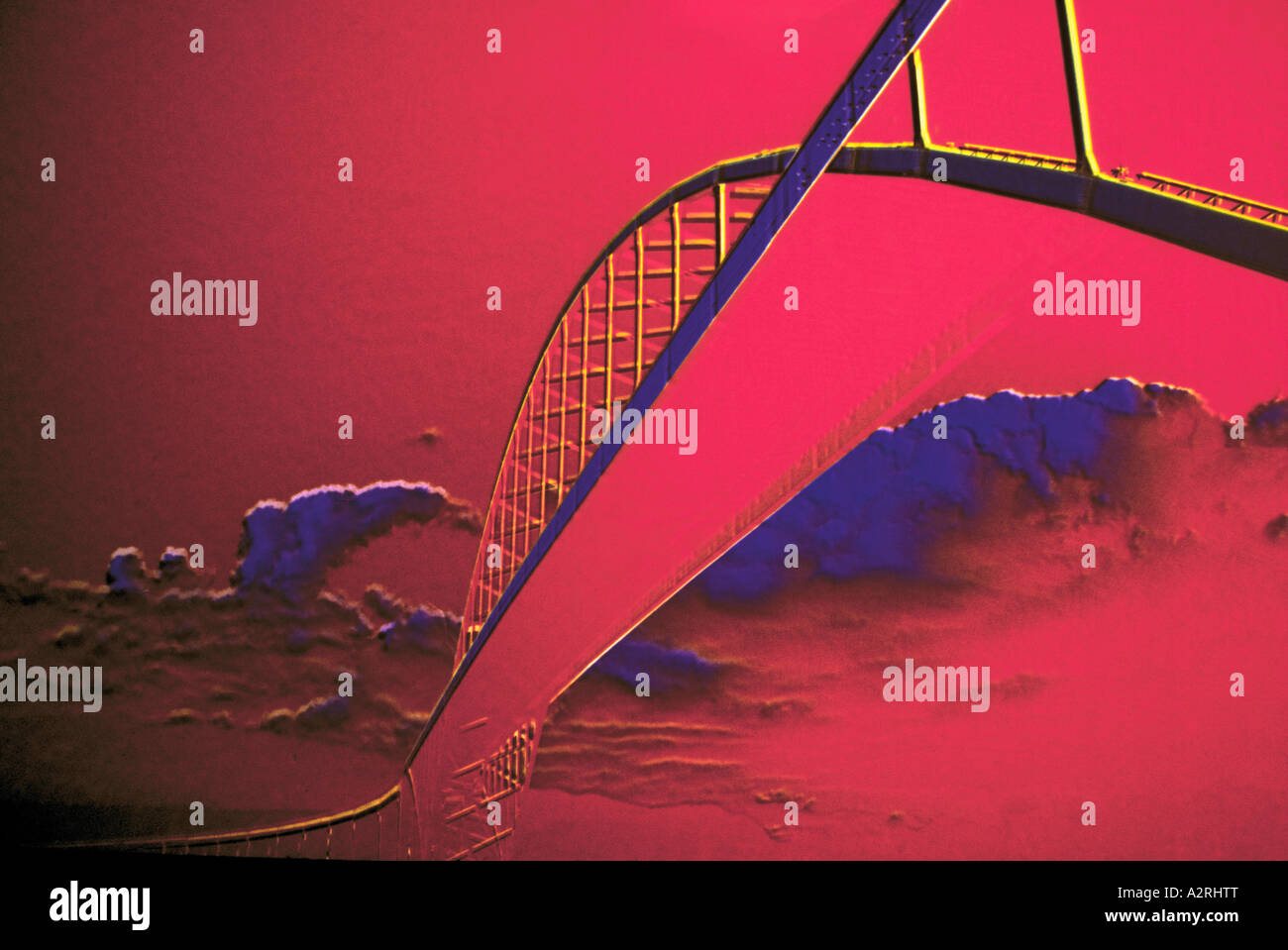 Psychedelic Bridge - Experimental Photography Image in Shocking Pink ...