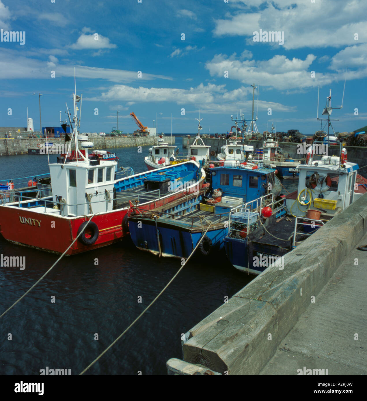 Fishing boats, Seahouses harbour, Northumberland, England, UK Stock ...