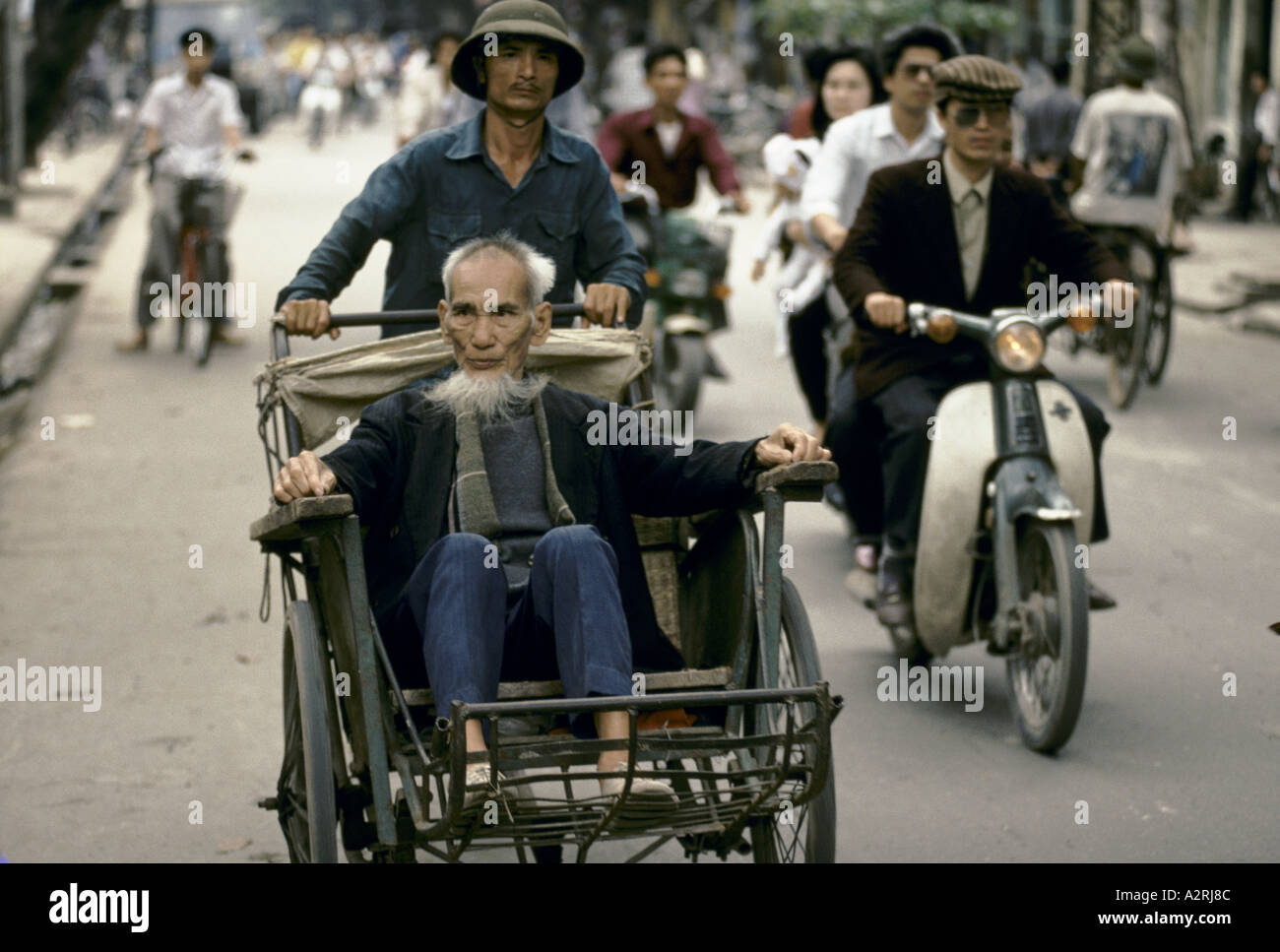cycle taxi passenger in hanoi old town vietnam 1994 Stock Photo - Alamy