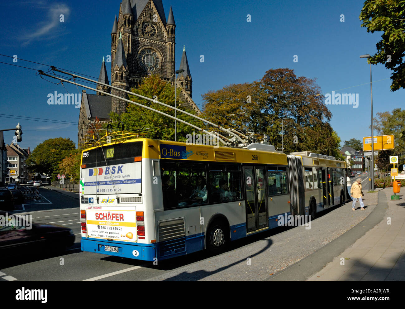 Trolley bus in Solingen, Germany. October 2006. Western europes largest ...