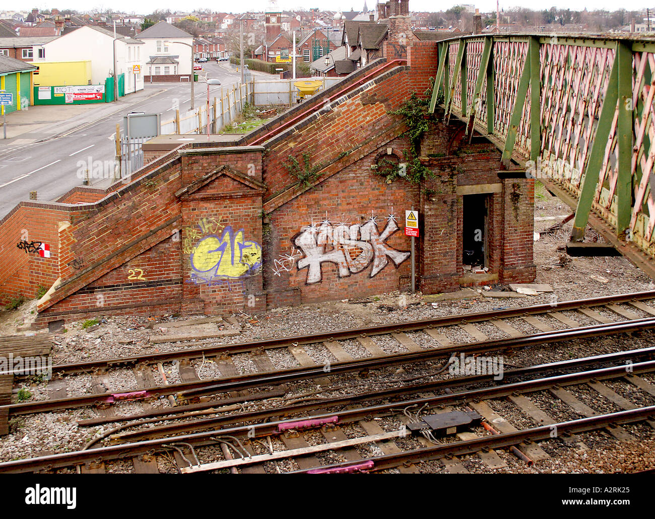 footbridge over railway line Stock Photo - Alamy