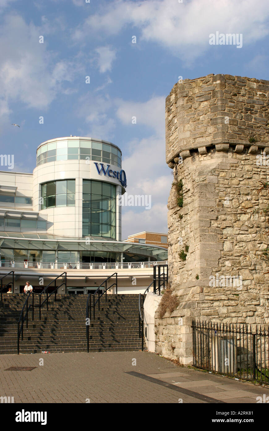 West Quay shopping centre and City walls Southampton England Stock ...