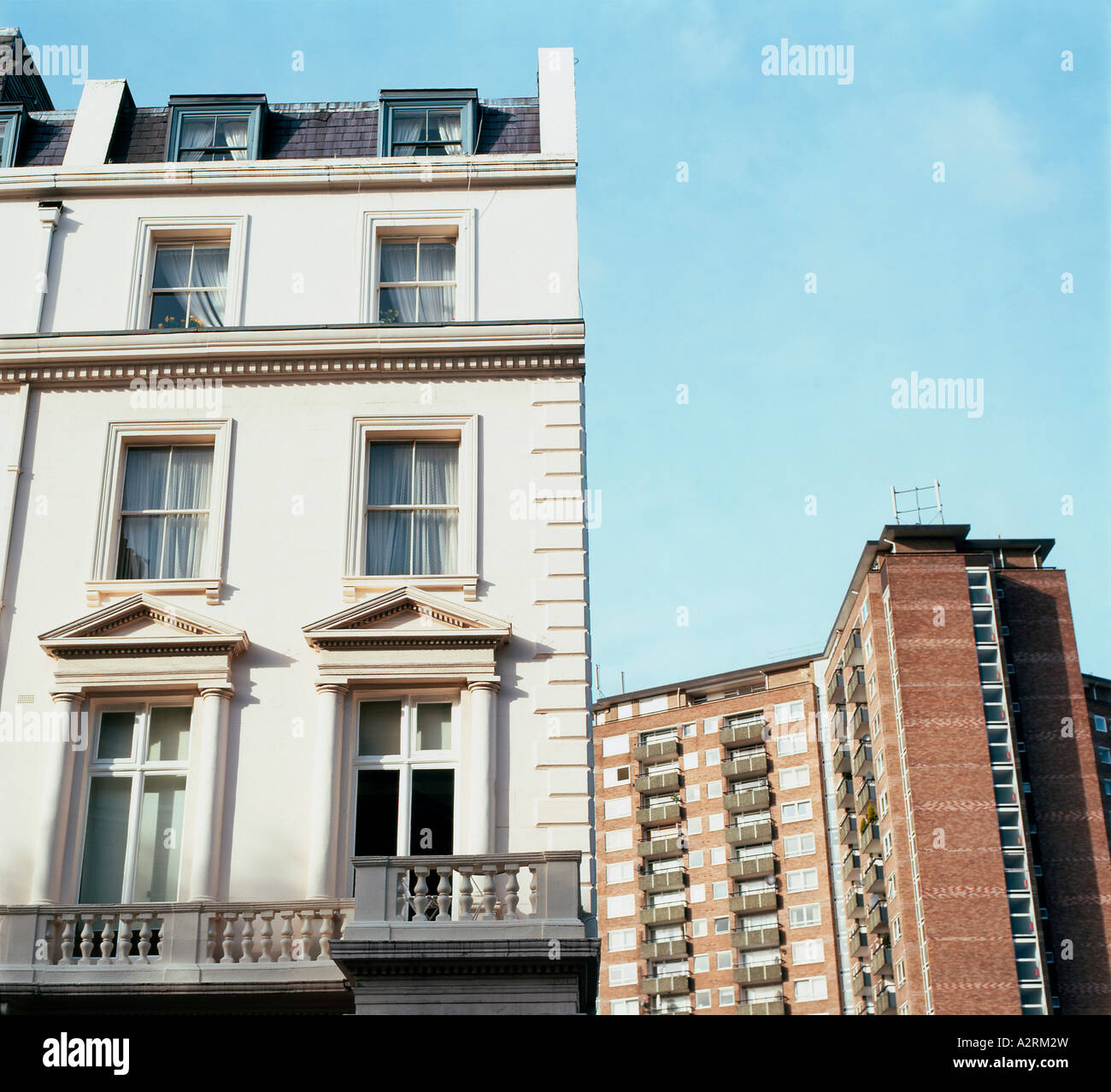 Traditional and modern contrasting housing styles West London, England ...