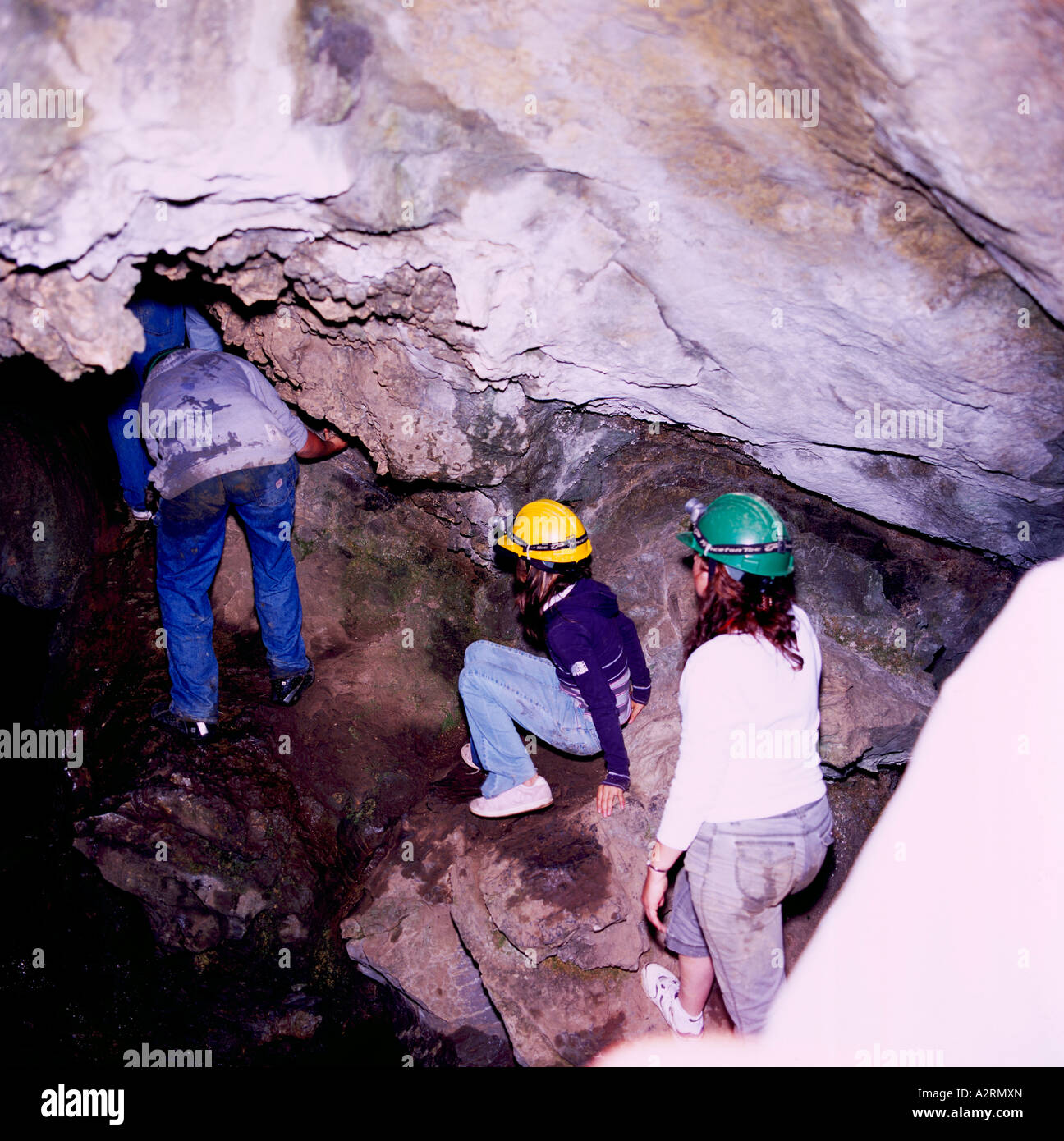 Tourist Spelunkers explore Riverbend Cave at Horne Lake Caves ...