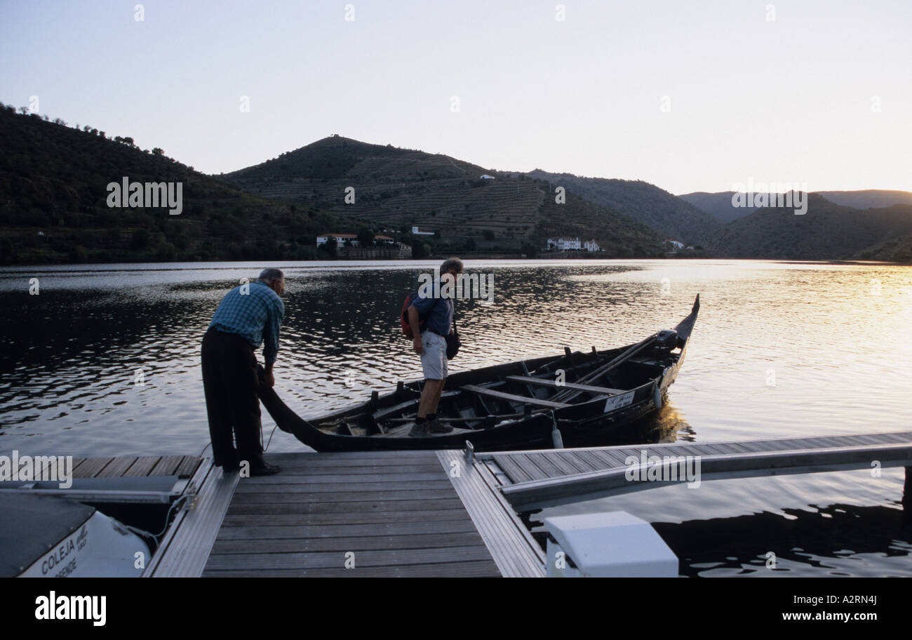 Ferry on Douro valley Portugal taking walker across the river Stock ...
