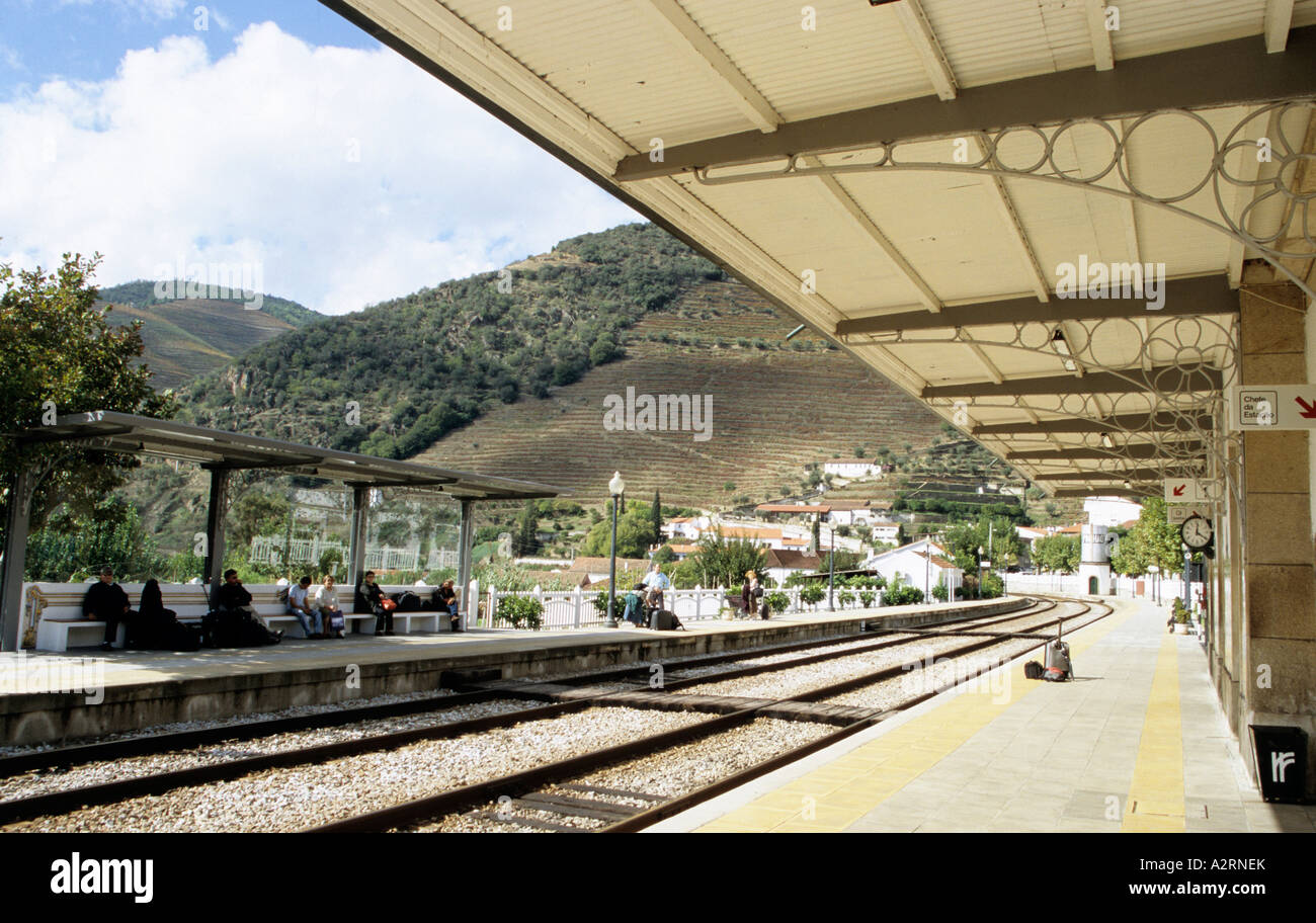 Railway station of Pinhao on the Douro valley Portugal Stock Photo - Alamy