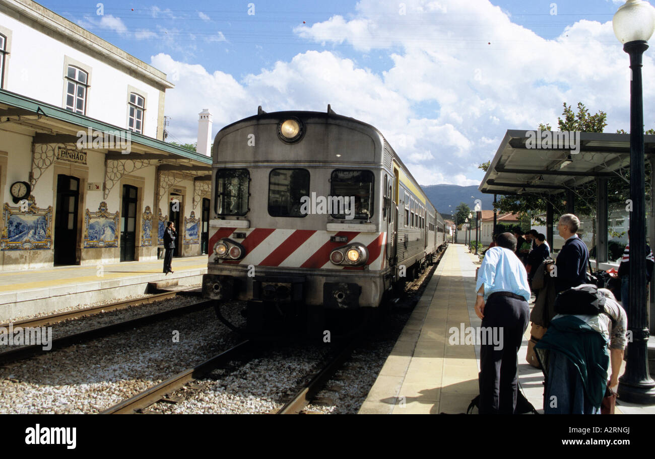 Railway station of Pinhao on the Douro valley Portugal Stock Photo - Alamy