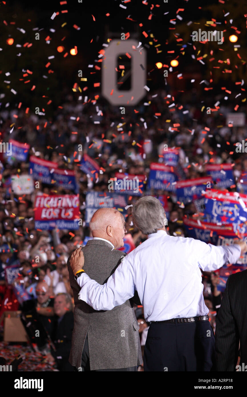 senator john kerry and john glenn on a democrat campaign rally ohio ...