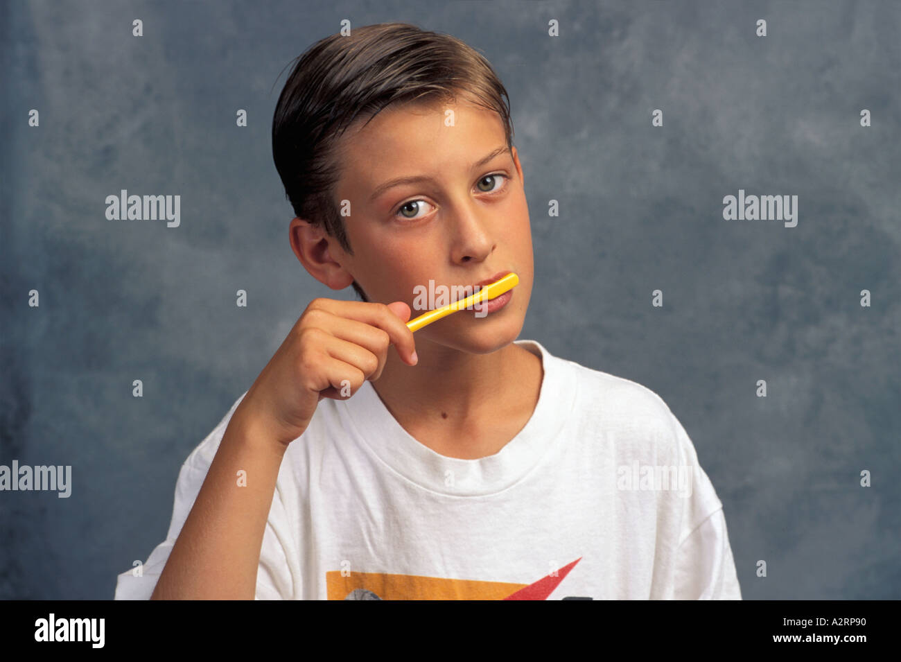 BOY BRUSHING TEETH Stock Photo - Alamy