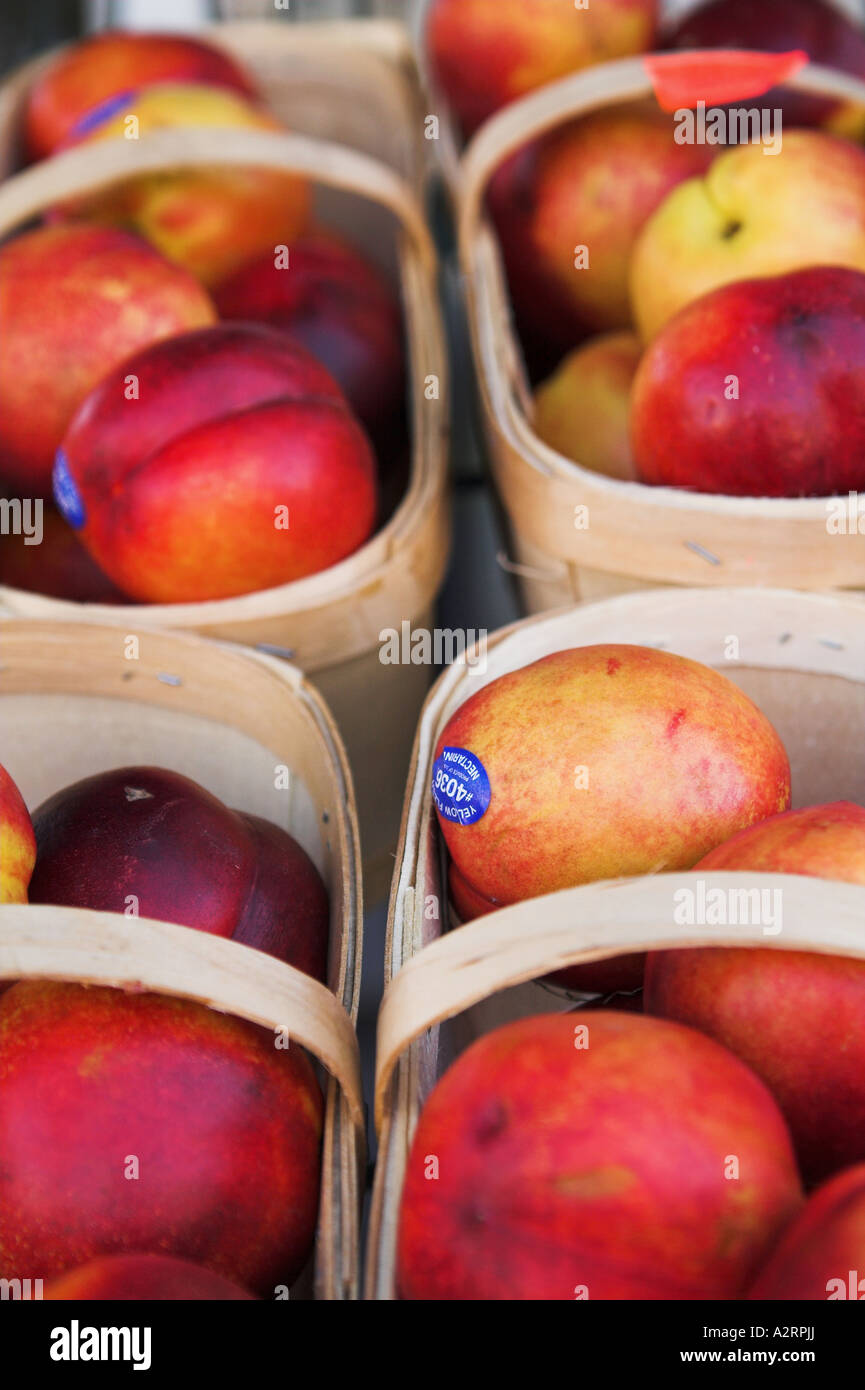 Baskets of Nectarines Stock Photo - Alamy