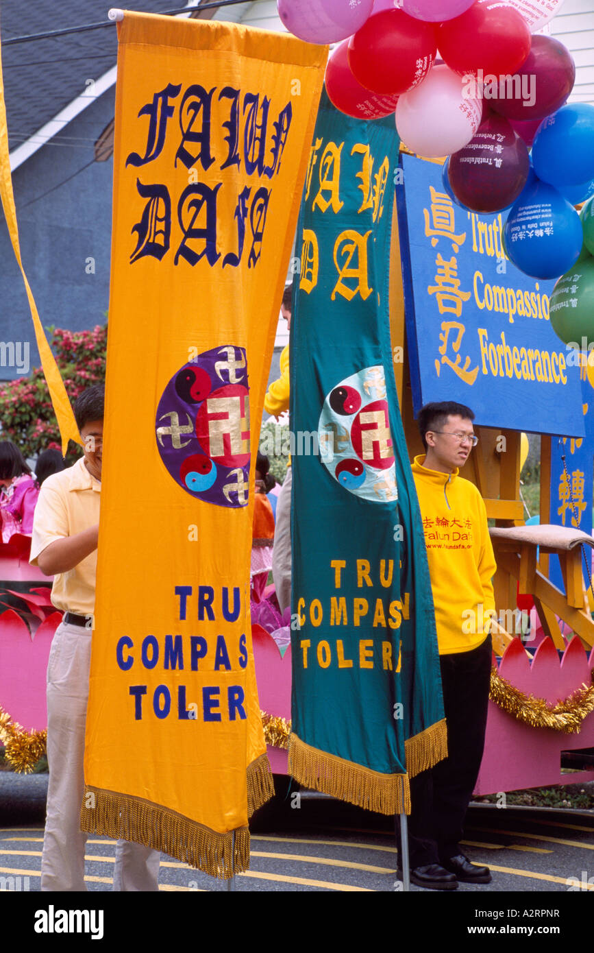 Falun Gong aka Falun Dafa Practitioners marching in Peaceful Parade ...