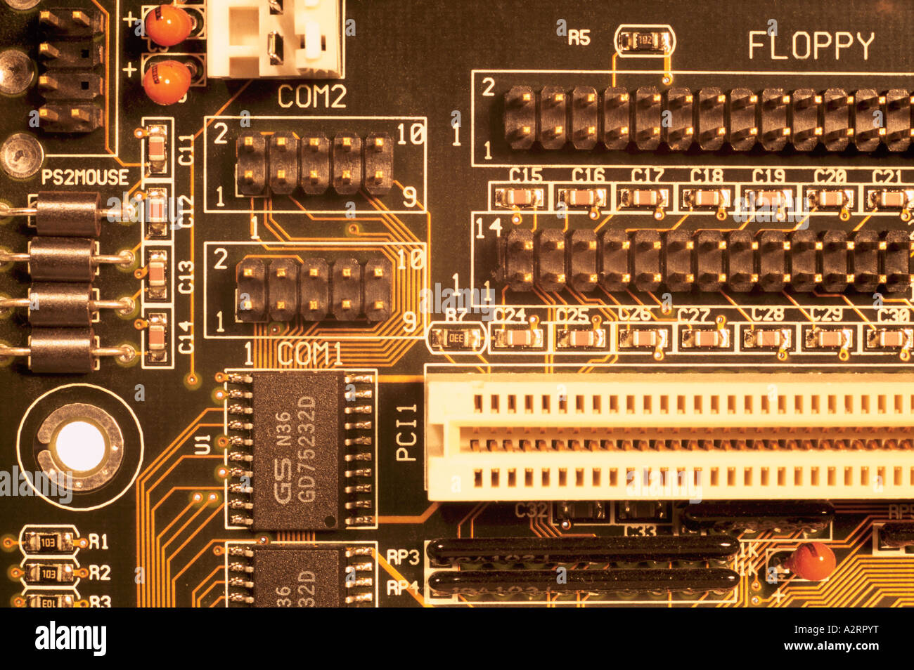 Closeup of Computer Circuit Board Stock Photo - Alamy