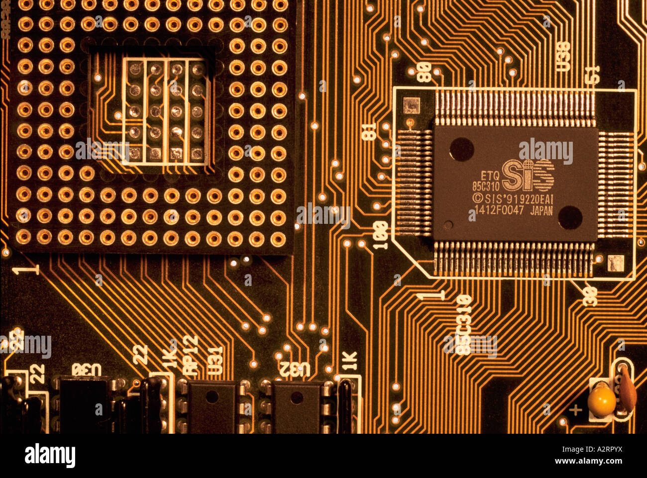 Closeup of Computer Circuit Board Stock Photo - Alamy