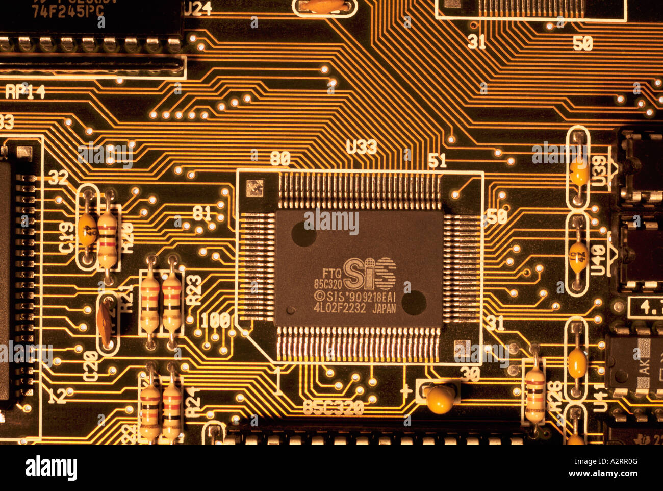 Closeup of Computer Circuit Board Stock Photo - Alamy